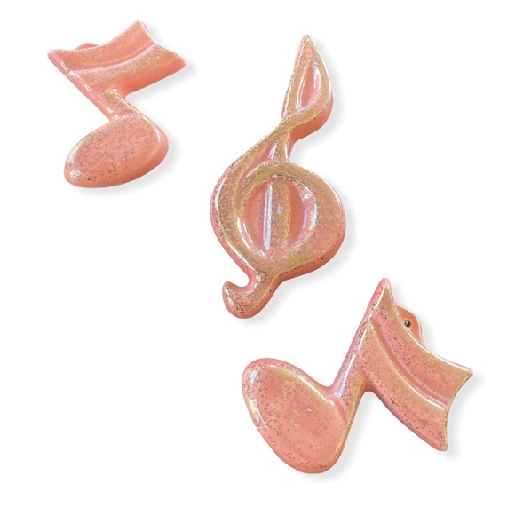 Vintage | Accents | Vintage Ceramic Musical Notes Pink With Gold ...